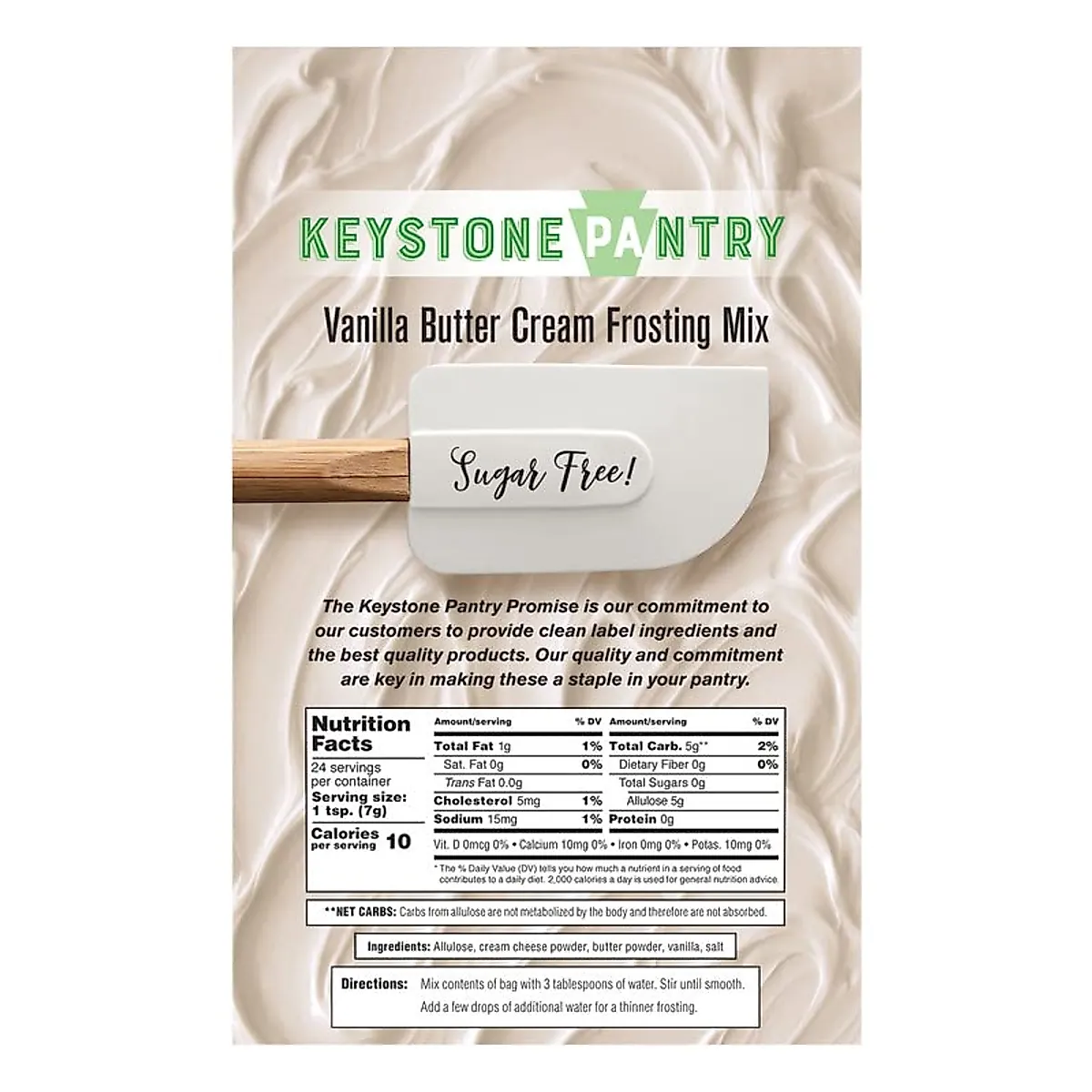 Keystone Pantry Sugar-Free Butter Cream Frosting Mix – 7.9 oz Bag – 6-Pack – Sugar & Gluten Free – Kosher Dairy – Zero Net Carbs – Made with Allulose (Vanilla Butter Cream)