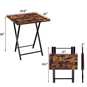 EKNITEY Folding Wooden Card Table - 22" D x 23.6" W Foldable TV Tray Table No-Assembly Industrial Dinner Table Portable Snack Table for Home Use, Picnic, Party, Easy Storage,