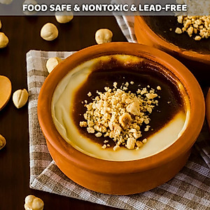 Handmade Clay Pot for Cooking Set of 6, Lead-Free Terracotta Bowls, Mexican, Indian, Turkish, and Korean Cookware, Glazed Earthenware Dinnerware Suitable for Microwave and Oven-Cooking, 4.9 in