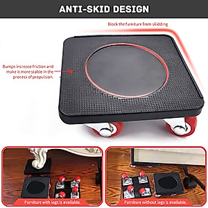 Kocuos Moving Dolly with Casters, Hardwood Furniture Dolly Set with Lifter, Movers Dolly for Heavy Furniture in Home, Office or Warehouses - Large Load Capacity Safe Dolly (4 Wheels)