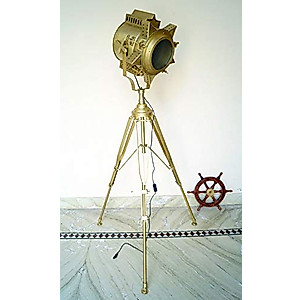 Hollywood Antique Heavy Classic Spot Light Search Light Tripod Floor Lamp Stand Collectibel