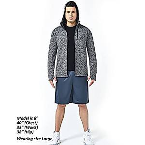 Liberty Imports 2 Pack Mens Zip Up Hoodies, Fleece Thermal Performance Tech Training Jackets, Lightweight Running Sweatshirts with Zipper Pockets (X-Large, 2-Pack: Gray/Navy)