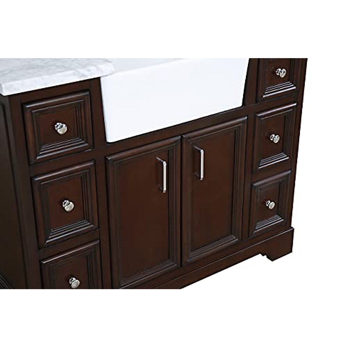 Kitchen Bath Collection Zelda 42-inch Farmhouse Vanity (Carrara/Chocolate): Includes Chocolate Cabinet with Authentic Italian Carrara Marble Countertop and White Ceramic Farmhouse Apron Sink