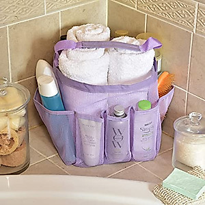 Shower Caddy Portable - Hanging Bathroom Organizer, Waterproof Mesh Tote Bags with Handles and Pockets, Quick Drying Storage Basket for Toiletries, College, Dorm, Camping, Travel - Lavender