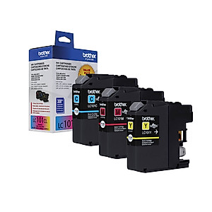 Brother Genuine Standard Yield Color Ink Cartridges, LC1013PKS, Replacement Color Ink Three Pack, Includes 1 Cartridge Each of Cyan, Magenta & Yellow, Page Yield Upto 300 Pages/Cartridge, LC101