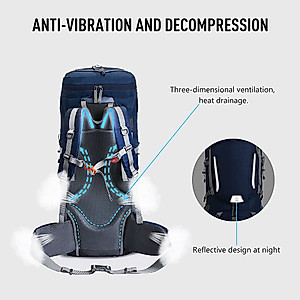 TianYaOutDoor Hiking Backpack for Men 60L Lightweight Camping Backpack with Rain Cover Outdoor Daypack (Black)