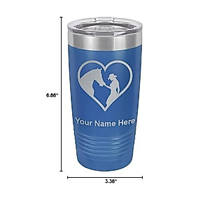 LaserGram 20oz Vacuum Insulated Tumbler Mug, Horse Cowgirl Heart, Personalized Engraving Included (Dark Blue)
