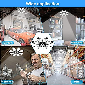 AUDLES 8+1 LED Garage Light, 260W LED Shop Light, E26/E27 Super Bright Deformable Ceiling Light Garage Lighting, Bay Light, Attic Light, Basement Light 2PK