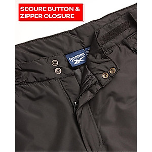 Reebok Men's Snow Pants - Heavyweight Waterproof Snowboard Pants with Cargo Pockets, Snow Gaiters - Ski Pants for Men, M-XXL, Size X-Large, Black