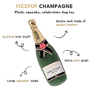 CHEWFFON Dog Toy, Squeaky Dog Toys for Boredom, Plush Dog Present Chew Toy for All Breeds Dogs, Champagne Shape Interactive Dog Toys for Birthday Stimulating Gifts