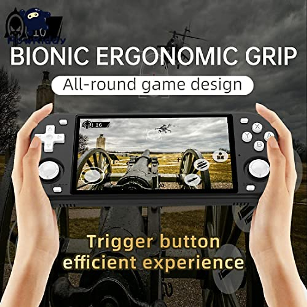 Petforu POWKIDDY RGB10 MAX 2 Handheld Games Console 5-inch (17000 Games 128G Black)