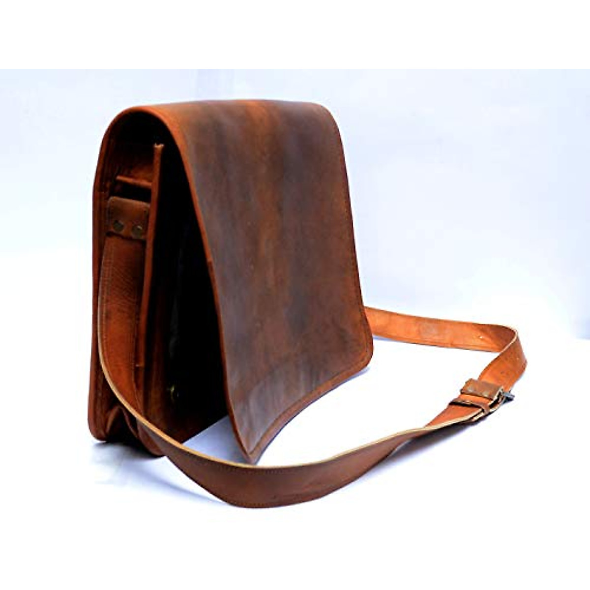 Leather Real Messenger Bag for Laptop Briefcase Satchel Men and Women Handmade Laptop Bag Satchel Bag Padded Messenger Bag (13 inch Small)