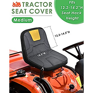 PACETAP Riding Lawn Mower Seat Cover, Heavy Duty 600D Oxford Waterproof Seat Cover with Padding, Durable Tractor Seat Cover Fits Kubota, for Cub Cadet, for Ford, for Mahindra, for Husqvarna (Medium)