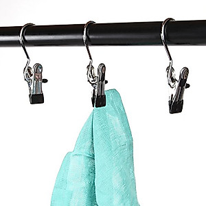 Home-X Ultra Strong Stainless Steel Hanging Clip Hook - Set of 12