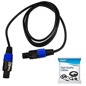 HQRP 6ft Speakon to Speakon (M/M) Cable for Ashdown CL-115 Bass Amplifier Cabinet; for Behringer Classic BVT5500H Bass Amp Head/Europower PMP6000 Powered Mixer