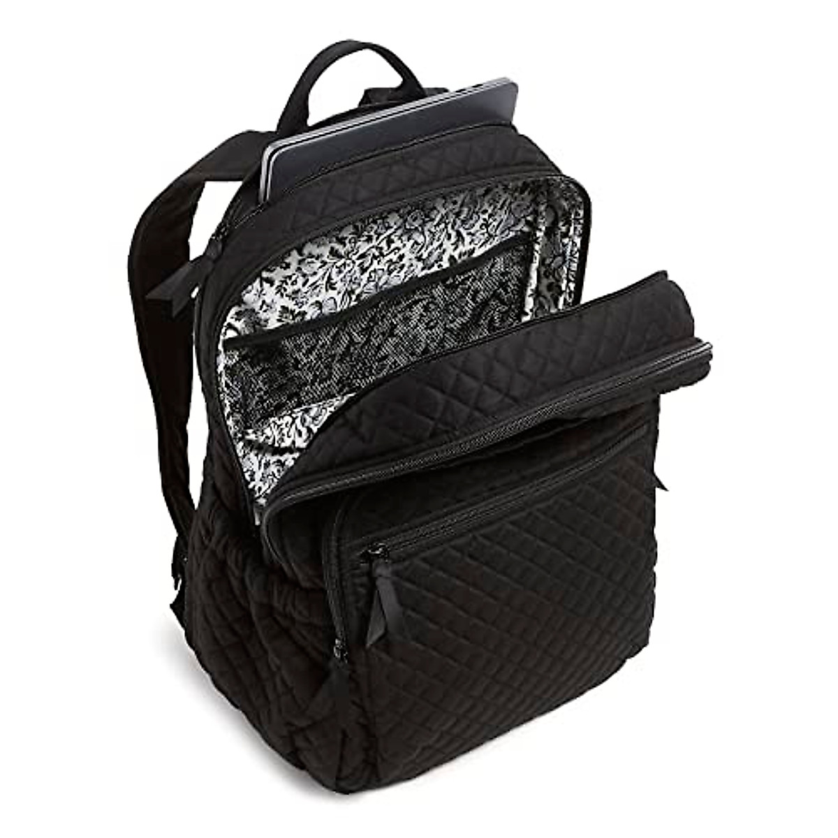 Vera Bradley Women's Cotton XL Campus Backpack, Black - Recycled Cotton, One Size