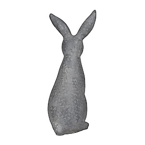 Deco 79 Polystone Rabbit Decorative Garden Sculpture Indoor Outdoor Garden Statue, Outdoor Sculpture 7" x 8" x 20", Gray