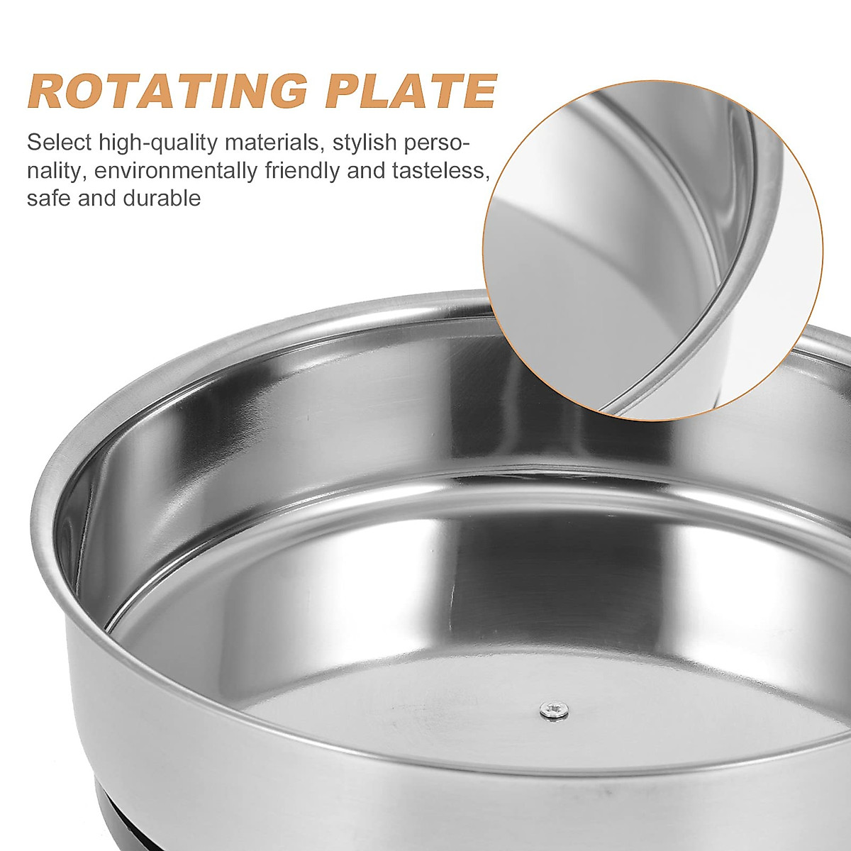 Alipis Rotating Storage Tray Kitchen Organizer Stainless Steel, Turntable Rack 360 Degree Spinning Storage Container Cabinet Organizer