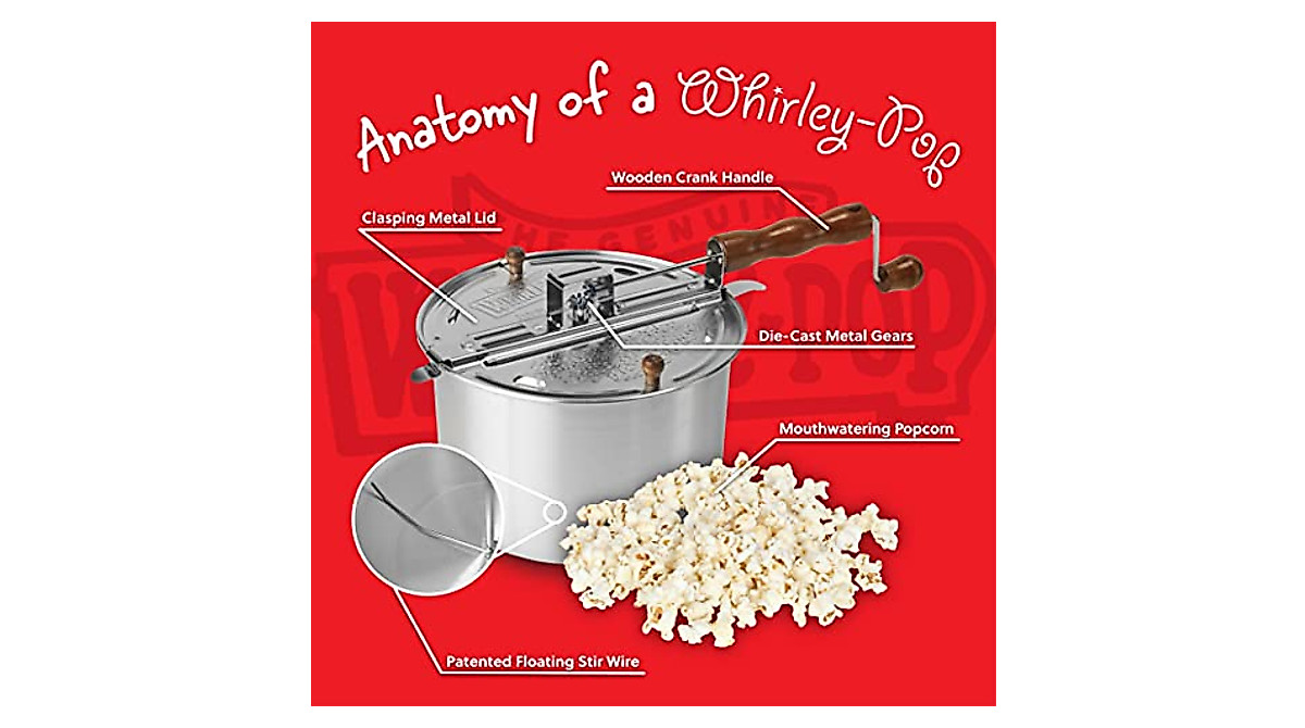 Original Whirley-Pop Popcorn Popper – Perfect Cinema-Style Popcorn in 3 Min