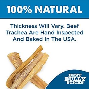 Best Bully Sticks Premium 12 Inch Beef Trachea Dog Chews (12 Pack) - All-Natural, Grain-Free, 100% Beef, Single-Ingredient Dog Treat Chew - Promotes Dental Health