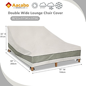 Aacabo Double Chaise Lounge Cover Waterproof Heavy Duty 82Inch Double Wide Patio Chaise Lounge Chair Cover-Beige