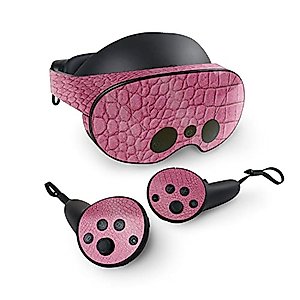 MightySkins Glossy Glitter Skin Compatible with Meta Quest Pro - Pink Gator Skin | Protective, Durable High-Gloss Glitter Finish | Easy to Apply, Remove, and Change Styles | Made in The USA