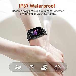 Joombonpia Smart Watches for Men,1.69" Touch Screen Fitness Trackers with Heart Rate Sleep Blood Monitor IP67 Waterproof with Pedometer 24 Sports Mode Smartwatch for Android iOS Phone(Black)