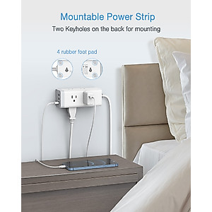 Surge Protector Extension Cord 6 Feet, TESSAN Flat Plug Power Strip with 6 Outlet and 3 USB Ports, 3 Prong Desk Charging Station for Home Office Supplies, Dorm Room Essentials, 13A/1625W, 1050J White