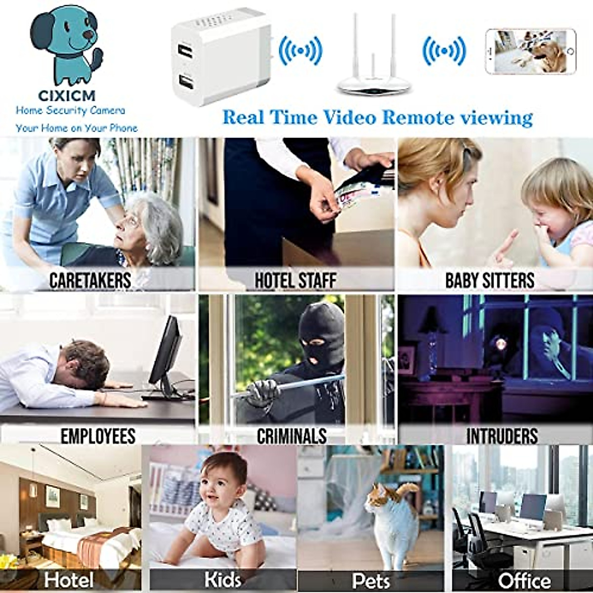 LUOHE Spy Camera Hidden Camera, 1080P Wireless Hidden WiFi Camera with Remote View, USB Charger Camera, Hidden Spy Camera with Motion Detection Nanny Cam for Home Office Hotel, Easy to Use