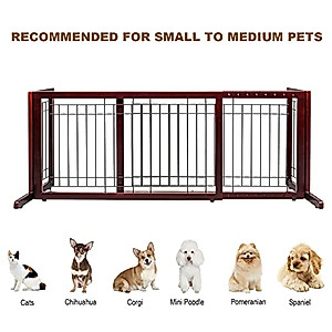 Bonnlo Free Standing Pet Gates for Dogs Indoor Dog Fence, Solid Wooden Dog Gates for The House,Doorways and Stairs, Doggie Gates for Indoors Adjustable from 40" to 71" Wide