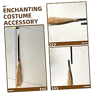 NOLITOY 2pcs Witch Broom Broomstick Witches Broom Halloween Props Halloween Broom Birthday Decoration for Girl Costumes for Halloween Fall Decor for Kitchen The Outfit Apparel Wooden Beige