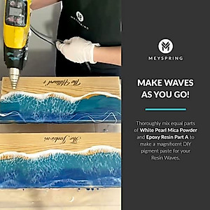 MEYSPRING White Pearl Mica Powder - 50g - White Resin Pigment - White Mica Powder for Epoxy Resin Art - White Epoxy Pigment and UV Resin Dye - Mica Powder for Epoxy Resin - Resin Powder Pigment