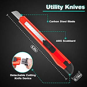 DIYSELF 24 Pack Box Cutters for Work, Office, Box Opener with 9mm Wide Blade, Retractable Utility Knife Box Knife for Cardboard, Packages, Sharp Box Cutter for Women, Girls, Razor Knife Exacto Knife