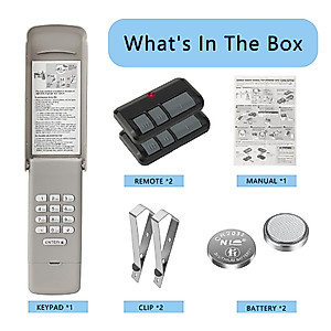 MIV 877MAX Garage Door Keypad, with 2 Pack 893MAX Opener Remote, Compatible with LiftMaster/Chamberlain/Craftsman Garage Door Opener Since 1993