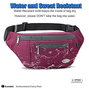 Entchin Fanny Pack for Women Men with 4-Zipper Pockets, premium fashion Waist Pack Crossbody Bum Bags for Hiking, Running, Travel, Cycling and Casual(Burgundy)