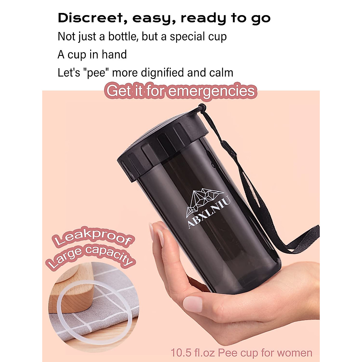 ABXLNIU Female Urination Device with Pee Cup, Travel Essentials Female Urinal for Women, Reusable Womens Pee Funnel Camping/Hiking Gear Gifts for Women, Pink