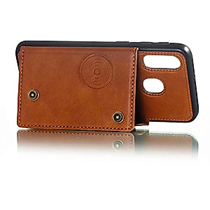 Smfu Case for Samsung Galaxy A40 Wallet Phone Case Leather Wallet Back Cover Folio Flip Card Holder Non-Slip Casewith ID Credit Card Slot Holder (3 Card Pockets) with Screen Protector (Brown)