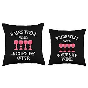 Passover Four Cups Wine Kosher Shop Happy Passover Pairs Well with 4 Cups of Wine Matzah Pesach Throw Pillow, 16x16, Multicolor