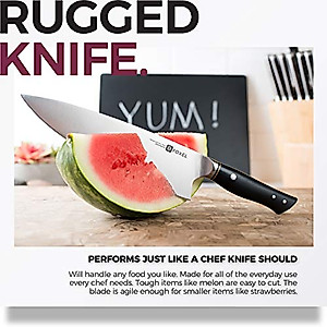 FOXEL Razor Sharp Cooking Chef Knife - Large 9 inch Kitchen Knife for Rock Chopping – Professional Rust Resistant 9 inch High Carbon German Stainless Steel – Presentation Gift Box