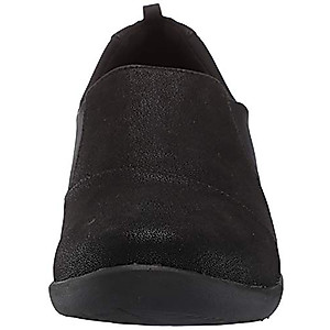 Clarks womens Sillian Paz Slip On Loafer, Black Synthetic Nubuck, 7.5 US