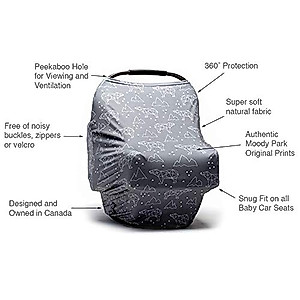 Moody Park Baby - Baby Carseat Cover - Ultra Soft and Stretchy Nursing Cover - 6-in-1 Multi-Use Carseat Cover Boy - Essentials for Baby Boy Baby Girl or Gender Neutral (Constellation)
