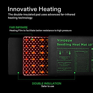 VIVOSUN 10"x20.75" Seedling Heat Mat with Built-in Temperature Controller, UL & MET-Certified Waterproof Plant Heating Pad for Germination, Hydroponics, Brewing, Breeding, and Greenhouses