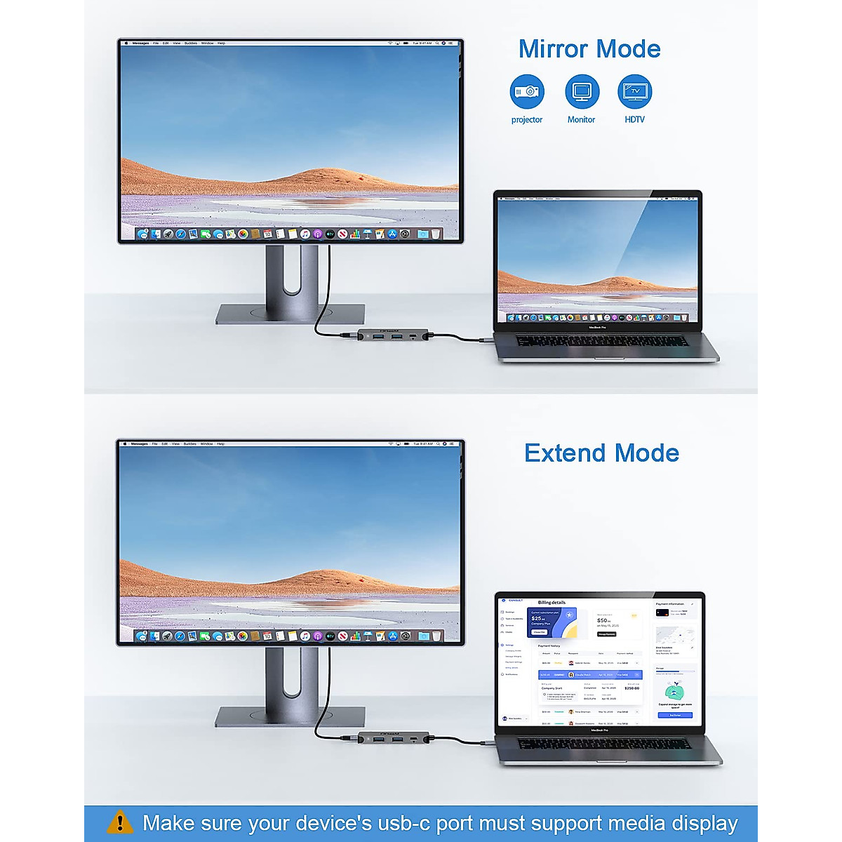 USB C Hub, QGeeM 4-in-1 USB C to HDMI Adapter with 4K USB C to HDMI Hub,100W Power Delivery,USB 3.0,Thunderbolt 3 Hub Compatible for MacBook Pro, XPS, iPad Pro,More Type C Devices