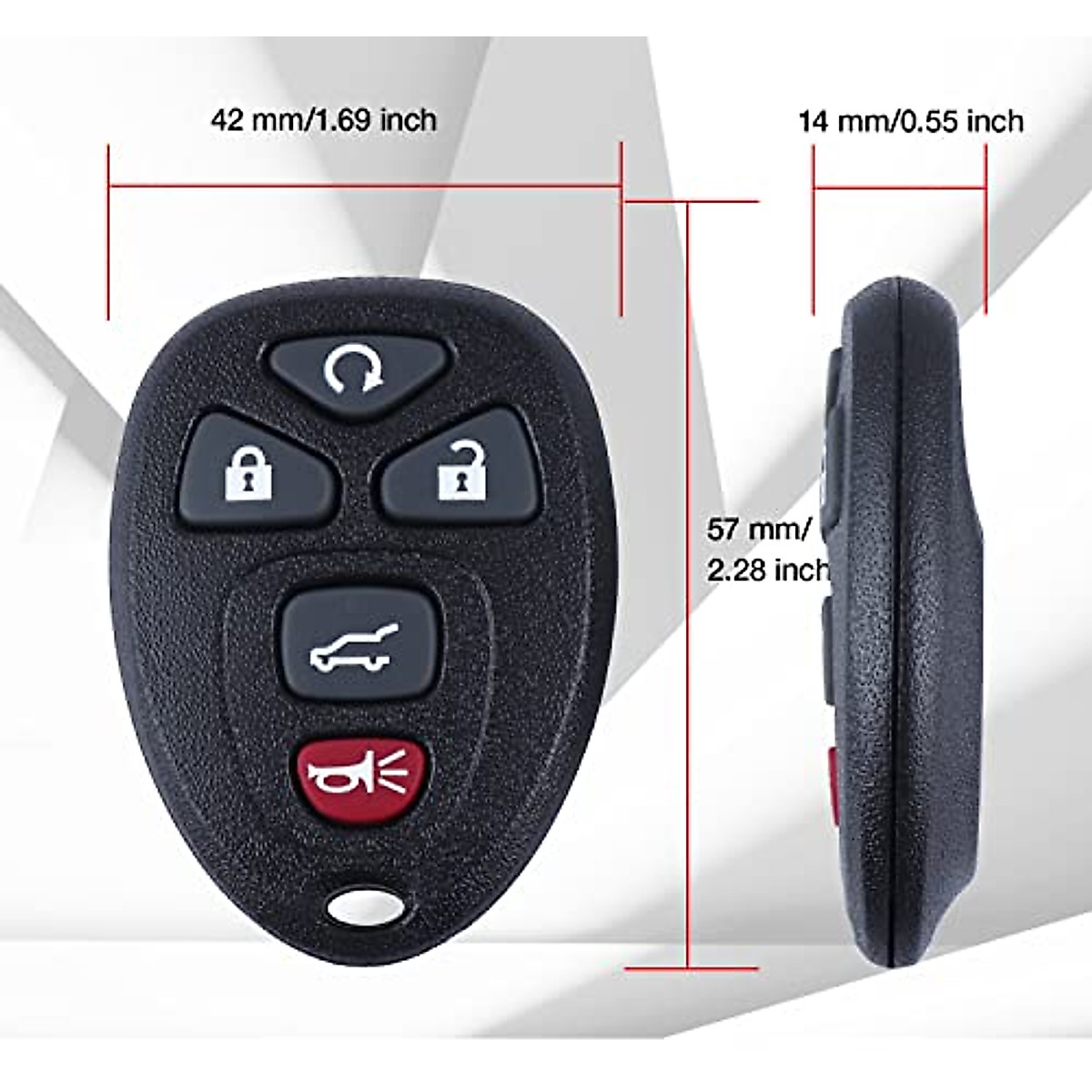 Keyless Entry Remote Control Car Key Fob for 2007-2016 Chevy Suburban Tahoe Traverse/Buick Enclave/GMC Acadia Yukon/Cadillac Escalade FCCID: OUC60270 OUC60221(5Btn 2 Pcs)
