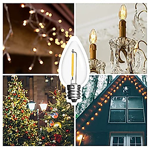 Jslinter 25Pack C7 LED String Light Bulbs Replacement, 1W(11W Equivalent), 60LM, 2200K Warm White, Shatterproof, E12 Screw Base, Vintage Edison Bulbs for Patio Garden