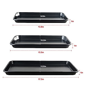 S·KITCHN Bakeware Set, Nonstick Black Cookie Sheets for Oven, Half/Jelly Roll/Quarter Baking Trays, Commercial Grade Baking Pan Set, Dishwasher Safe - 3 Pieces