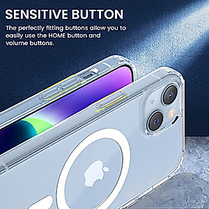 VEGO Clear Case Compatible with iPhone 13 Case & iPhone 14 Case, Magnetic Case with Built-in Magnets Compatible with MagSafe, Crystal Clear Slim Soft TPU Cover for iPhone 13 / iPhone 14 6.1" - Clear