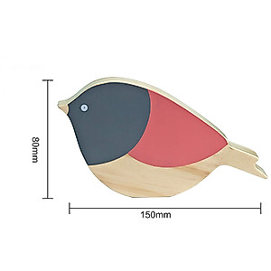 Wooden Bird Statue Sculpture Nursery Room Decor Red Bird Tabletop Figurine Home Decoration Handmade Premium Kids Gifts