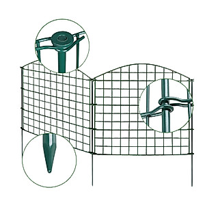 Thealyn Garden Fence 5 Panels 12.1ft (L) x 28in (H) Outdoor Rustproof Metal Dog Pet Fence Animal Barrier, Garden Fencing Panel Border for Yard Patio Flower Bed, Green