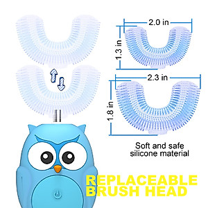 FLINEVE Kids U Shaped Electric Toothbrush, Ultrasonic Automatic Whitening Massage Toothbrush for Kids with 3 Cleaning Modes,Cute Cartoon Children's Toothbrush.(Color:Blue Size:7-15 Years)